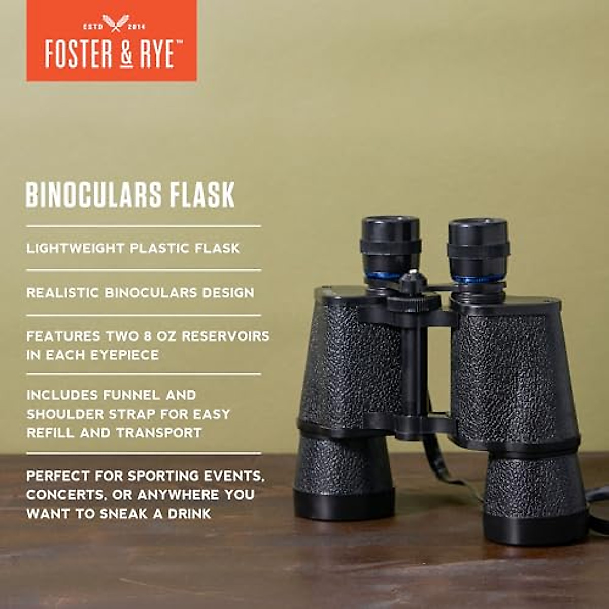 True Binocular Flask - Gameday Hidden Flask - Secret Alcohol Container - Black Secret Flask 16oz Set of 1