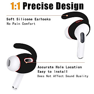 Luckvan 4 Pairs Ear Hooks for AirPods Pro 2 with Silicone Storage Pouch Earbuds Cover for AirPods Pro2 Accessory Wing Ear Tips Black
