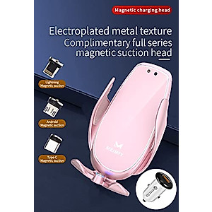 MEIMFY Wireless Car Charger Mount,Auto Clamping Air Vent Phone Holder for Car,New Upgraded Model,15W Qi Fast Charging/Magnetic DC Charging for All Mobile Phones,iPhone,Samsung,Pixel