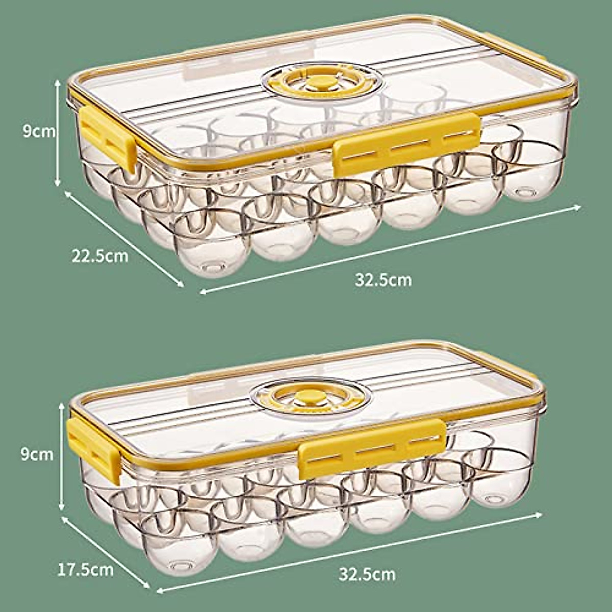 Clear Egg Tray Storage Box,Egg Holder With Lid And Special Buckle,Stackable PET Plastic Refrigerator Organizer Bins,Grey-24pieces