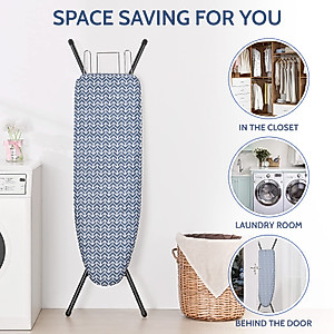 APEXCHASER Ironing Board, Full Size Iron Board with Iron Rest, lightweight Ironing Board with Height Adjustable, Extra Thick Heat-Resistant Cover with Padding, Heavy-Duty Sturdy Metal Legs, 49x13 Blue