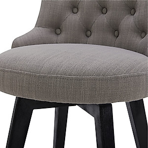 Watson & Whitely Modern Swivel Bar Stools, Performance Fabric Upholstered Counter Height Bar Stool with Back, Solid Wood Legs, 26" H Seat, Set of 2, Flint Grey