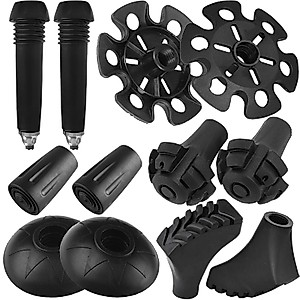 Favuit Hiking Pole Tips, Walking Stick Rubber Tips Trekking Poles 6Pcs Replacement Protectors Boot Tips Rubber Feet fits Most Standard Hiking Sticks 11mm Hole Diameter