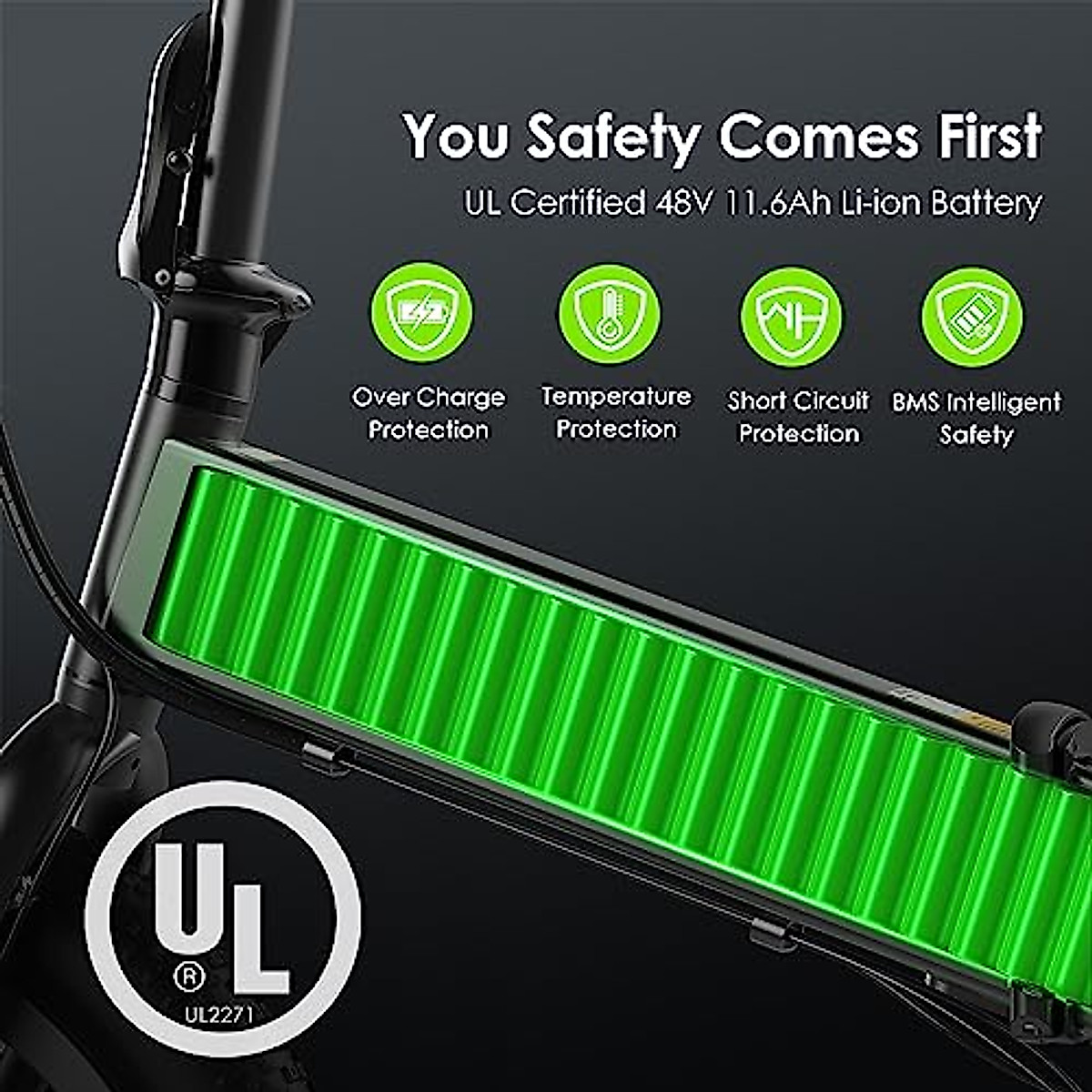 Oraimo 750W-1000W Electric Bike for Adults, 557Wh UL-Listed Hidden Battery Up to 45 Miles, 3A Fast Charge, 20" Fat Tire Folding E-Bike, Shimano 7 Speed, LCD Display, Optical Flare