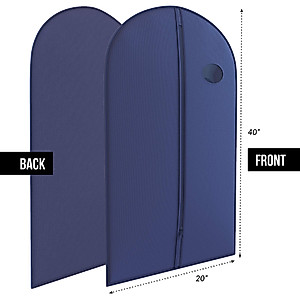 Your Bags Navy Garment Bag as Dress Cover or Suit Bag for Travel - 40" x 24" Garment Bags for Travel - Garment Bags for Hanging Clothes and Closet Storage - Dress Travel Garment Bag for Men & Women