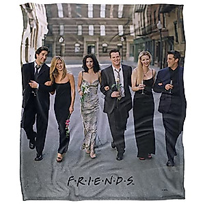 Friends Blanket, 50"x60", Fancy Walk Silky Touch Sherpa Back Super Soft Throw Blanket