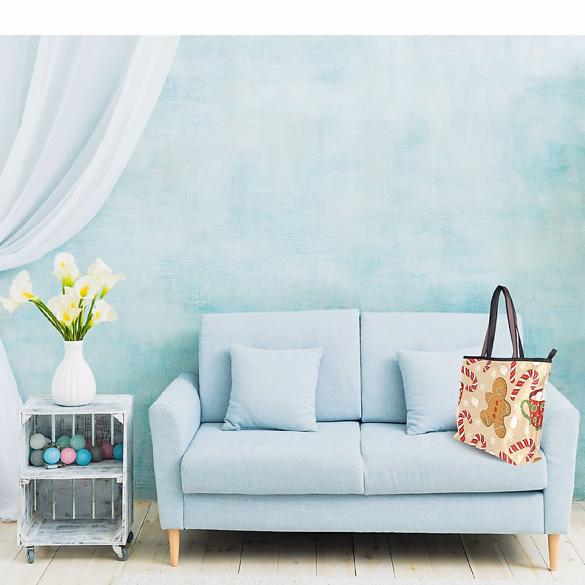 KFBE Christmas Gingerbread Women Tote Bags Snowflake Top Handle Satchel Handbags Purse Shoulder Bag for Shopping L 2080395