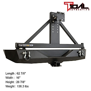 Tidal Fit for 07-18 Wrangler JK Rear Bumper W/Secure Lock Tire Carrier
