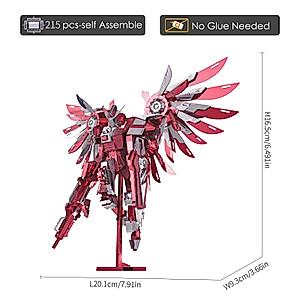 Piececool 3D Metal Puzzles for Adults, Thundering Wings Figure Mecha Model Kits Steel Metal 3D Model Building Blocks, Brain Teaser DIY Learning Toys for Teens Man Woman, 215 Pcs