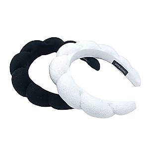Aopwsrlyi Women Spa Headband Sponge & Terry Towel Cloth Fabric Hair Band for Face Washing, Makeup Removal, Shower, Skincare (Black, One Size)
