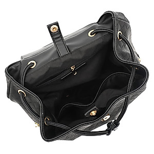 Mellow World Jordana Diamond Quilted Resin Handle Backpack for Women Black