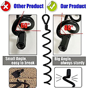 Updated Design 18 Inch Metal Spiral Stake Ring 4 Pack Spiral Ground Anchors Outdoor Heavy-Duty Camping Stakes Spiraling Anchor Ground Anchors for Tent, Trampolines, Garden Fence, Sheds, Swings