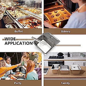 Jerlonfury 6 Pack 1/2 Size Stainless Steel Steam Table Pan with Lid, 4" Deep, 0.7mm Thickness Hotel Pan, Stainless Steel Food Pan, Steam Pan for Restaurant, Kitchen, Commercial Supplies