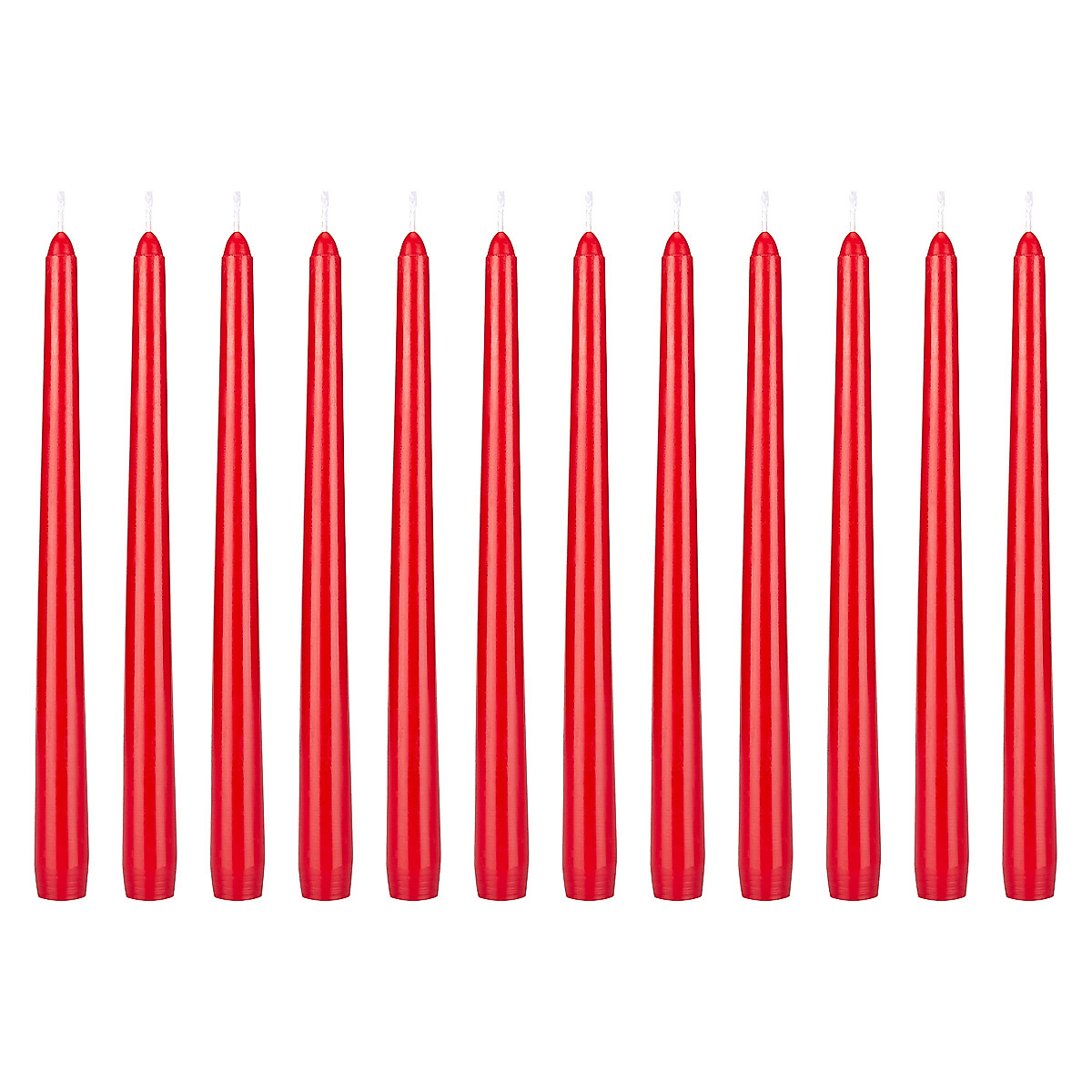 Mega Candles 12 pcs Unscented Red Taper Candles, Hand Poured Wax Candle 10 Inch x 7/8 Inch, Home Décor, Wedding Receptions, Centerpieces, Birthdays, Celebrations, Romantic Dinners, Candle Holders