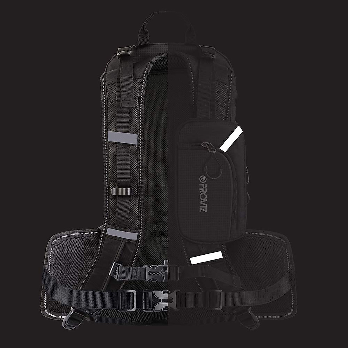 Proviz REFLECT360 Reflective Touring Backpack 20L, Multi-Use Sports Hi Viz Rucksack Bag Hi Visibility, Black