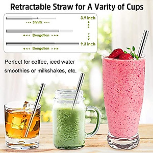 Buleila TELESCOPIC STRAW (BLUE CASE COLORFUL STRAW,PINK CASE SILVER STRAW,GOLD CASE ROSE GOLD STRAW,GREY CASE SILVER SREAW, 4)