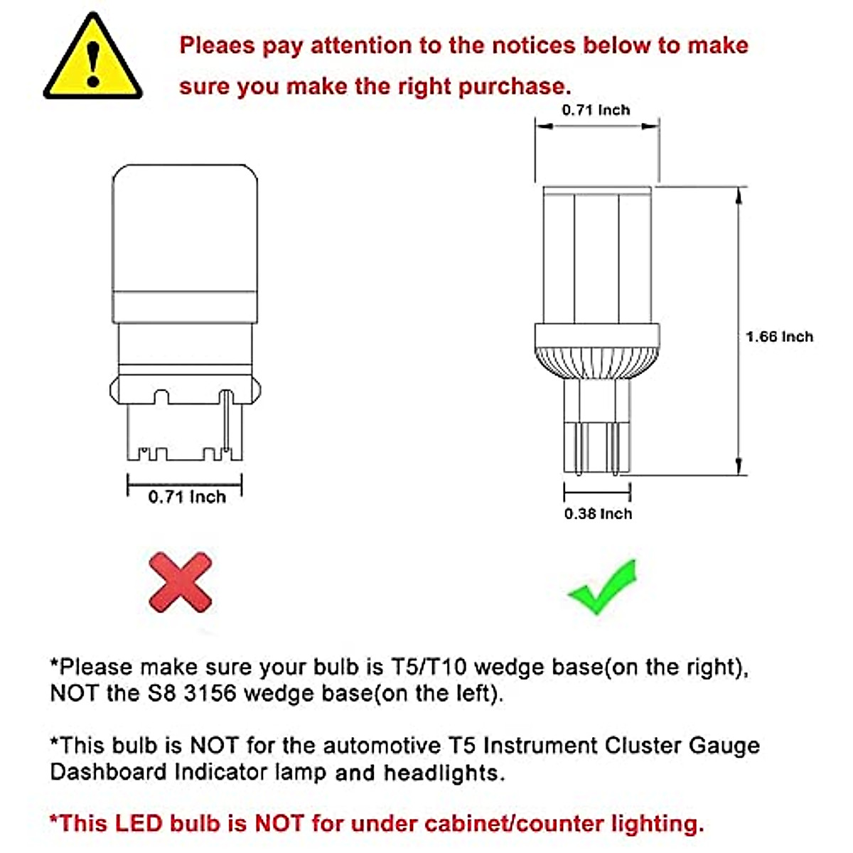 Makergroup T5 T10 Wedge Base LED Light Bulbs 12VAC/DC 3Watt Cool White 6000K for Outdoor Landscape Lighting Deck Stair Step Path Lights and RV Travel Tailer Lights 2-Pack