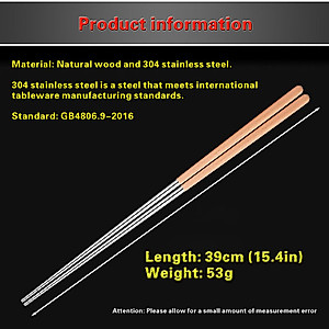 JMMBY Advanced Stainless Steel Extra Long Cooking Chopsticks,Chopsticks for Hotpot,15.7 Inch,Heat insulation and anti scalding, reusable chopsticks,kitchen chopsticks (2 Pairs)