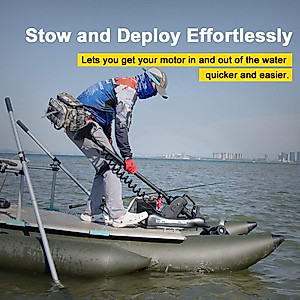 AQUOS Haswing Black 12V 55LBS 48inch Bow Mount Trolling Motor with Remote Control, Quick Release Bracket for Inflatable Boat Kayak Bass Boat Aluminum Boat Fishing, Freshwater/Saltwater Use