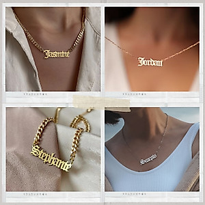 Demijewelry Custom Name Necklace Personalized Gold Name plate Customized s Jewelry Gothic Old English Font Style For Women Men