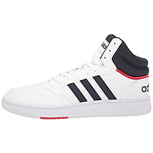 adidas Adult Hoops 3.0 Mid White/Legend Ink/Vivid Red 9
