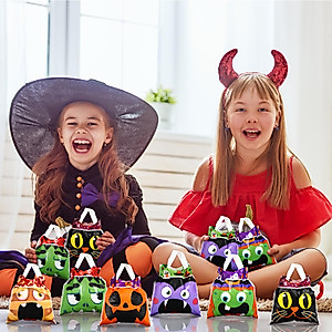 Funnymoom 60 Pcs Halloween Party Favors Bags Halloween Drawstring Treat Bags Halloween Candy Goodie Bags for Kids Trick or Treat Plastic Halloween Party Gift Bags for Halloween Birthday Party Supplies