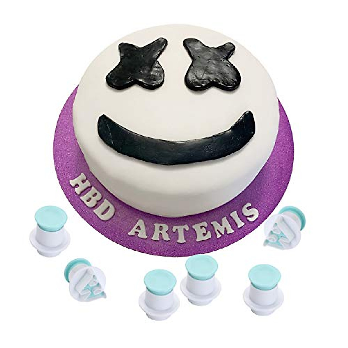 Suwimut 62 Pieces Fondant Alphabet Letter Cutters and Number Set, Cake Biscuit Mold Decorating Tools, Cookie Stamp Impress Embosser Plunger, Uppercase Lowercase Numbers Shape DIY Sugar Cookies