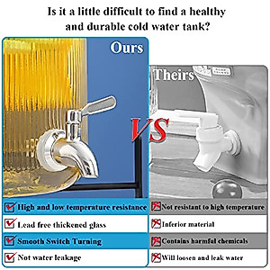 Berglander Glass Drink Dispenser for Fridge, 1 Gallon Beverage Dispenser with Leakproof Stainless Steel Spigot, Water, Laundry Detergent, Juice Dispenser for BBQ, Picnic, Parties and Events (Clear)