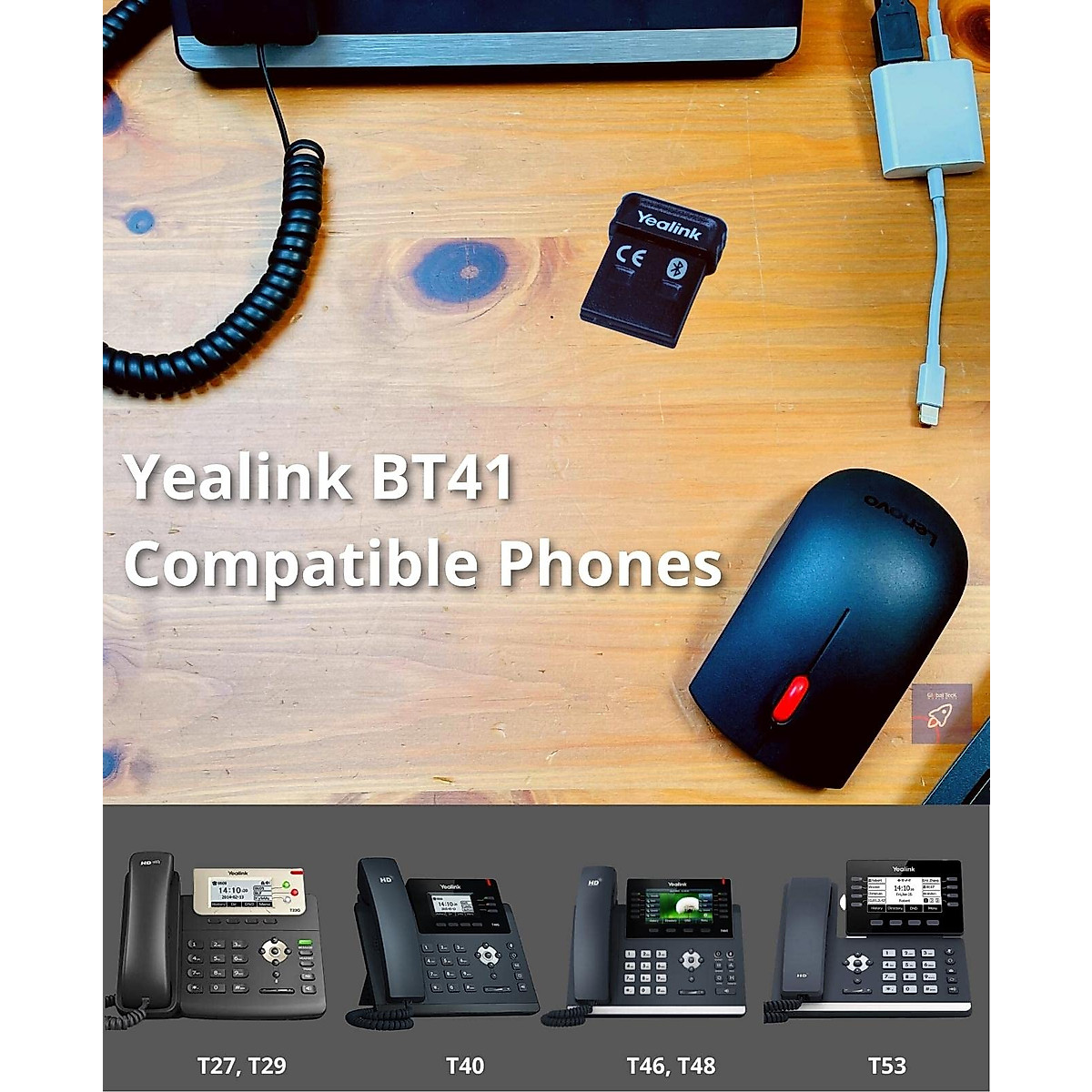 GTW Bundle Yealink BT41 USB Bluetooth Dongle Yealink IP Phones T27G, T29G, T46G, T48G, T41S, T42S, T46S, T48S, T53, Global Teck Microfiber Cloth Included