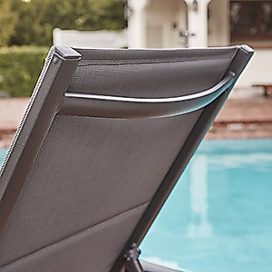 Hanover Halsted Padded Sling Chaise Lounge Chair Modern Luxury Outdoor Furniture for Patio, Backyard, Poolside Rust-Proof Aluminum Frame Weather-Resistant HALSTEDCHS-AL, Black