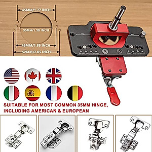 TOGETDREAM 35mm Concealed Hinge Drilling Jig Aluminum Alloy Hinge Boring Hole Drill Drill Guide Locator for Door Cabinet Installation Cabinet Hardware Jig Suitable for American&European