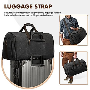 Carry On Garment Bag for Travel, S-ZONE Convertible Garment Duffle Bag Suit Bags for Men Women Travel- 2 in 1 Hanging Suitcase Business Travel Bag with Toiletry Bag (Black)