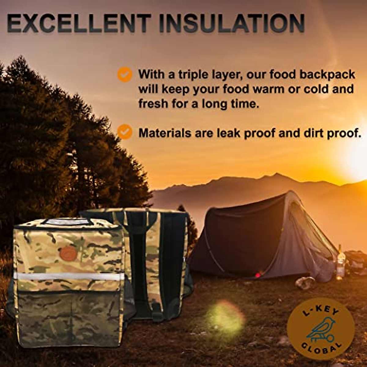 Thermal Insulated Reusable Food Delivery Backpack With Cup Holder and Receipt Pockets, Padded Handles, Ideal for UberEats, Doordash, Postmates, Outdoor use, Groceries(14 x 10 x 16 in - Green Camo)