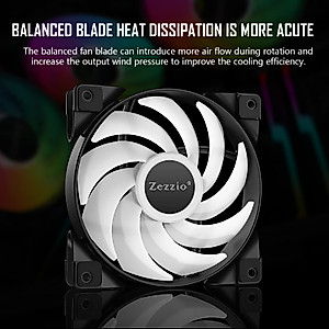 Zezzio 3PCS LED Cooling Fans for PC Case 120mm 3PIN/4PIN CPU Coolers Radiators(3pcs LED Color