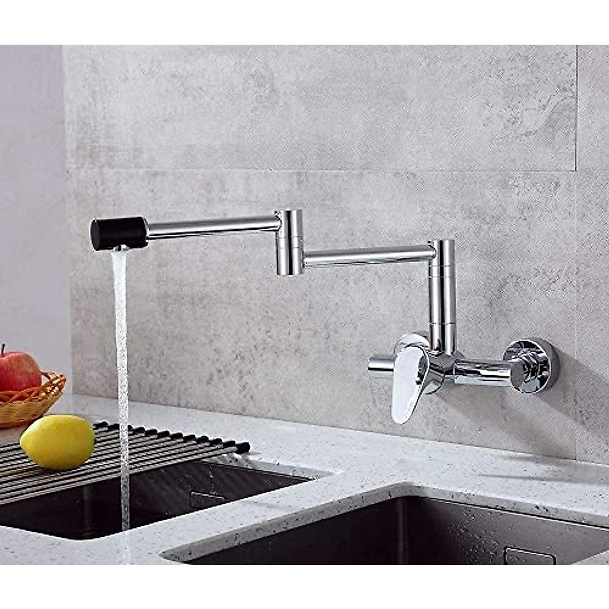 RTXUGMM Taps,Faucets,Kitchen Inwall Faucet Cold Heat Wash Basin Sink Taps Rotate Basin Balcony WaterTap Valve Rotate Fold Pull Faucet Hotel Bathtub Faucet
