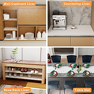 FLPMIX Shelf Liner White - Waterproof Pantry Cabinets Liners,Washable Easy to Cut Drawer Mat for Kitchens Cupboard 17.7" X 96Inch