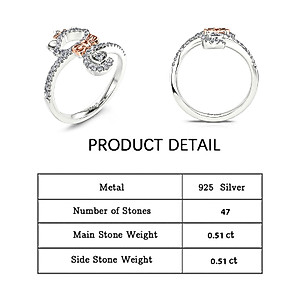 Jeulia Diamond Wedding Ring for Women: Sterling Silver Pear Cut Cute Cat Wrap Ring Lovely Cat Tail Engagement Anniversary Christmas Birthday Jewelry with Gift Box