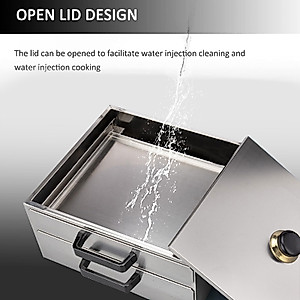 Chinese Rice Noodle Roll Food Steamer - Home Rice Noodle Roll Machine with 3 Stainless Steel Trays (1 Tray with Hole + 2 Solid Tray)