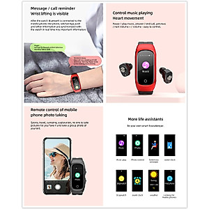 N8 2 in 1 Smartwatch with Earbuds Smart Bracelet TWS Wireless Bluetooth Headset Combo Bluetooth Call Heart Rate Blood Pressure Sleep Monitor Women Men Sport Fitness Tracker (Black)