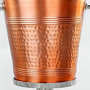 Hammered Copper Lightweight Ice Bucket |Highly Conductive Cooler & Cellar Bucket with Nickel Plated Free Stand | Kitchen Ware & Bar Wares