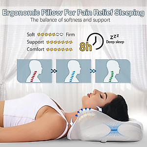 Karrehao Cervical Pillow for Neck Pain Relief, Contour Memory Foam Neck Pillow for Sleeping, Ergonomic Orthopedic Bed Pillows for Side Back Stomach Sleepers Sleeping
