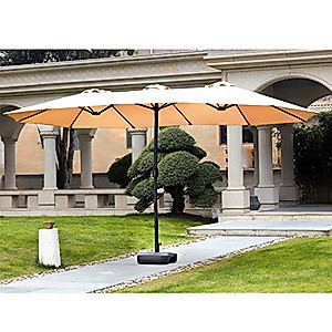 Romayard Double-Sided Outdoor Umbrella,15x9 ft Aluminum Garden Large Umbrella with Tilt and Crank for Market,Camping,Swimming Pool (Khaki Top)
