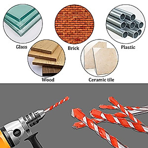 Ruibapa 7PCS(3/4/5/6/8/10/12mm) Orange Ultimate Drill Bit Multi-Function Twist Triangle Drill Bit with Tungsten Carbide Drill Bit for Concrete, Ceramic Tile, Glass, Wood and Plastic P-034