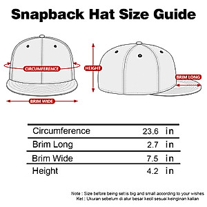 Classic Flat Bill Snapback Hats for Men Women, Hip Hop Style Unisex Adjustable Plain Baseball Cap-Black