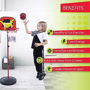 whoobli Basketball Hoop for Kids Ages 3-5 Years with Adjustable Height, Perfect for Mental & Physical Health of Kids, Indoor Sports Games for Toddlers, Toys Age 3 4 5; New 2023