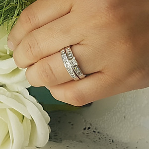 Dazzlingrock Collection 1.00 Carat (ctw) 14K Diamond Bridal Ring Engagement Set Matching Wedding Band 1 CT, White Gold, Size 4.5