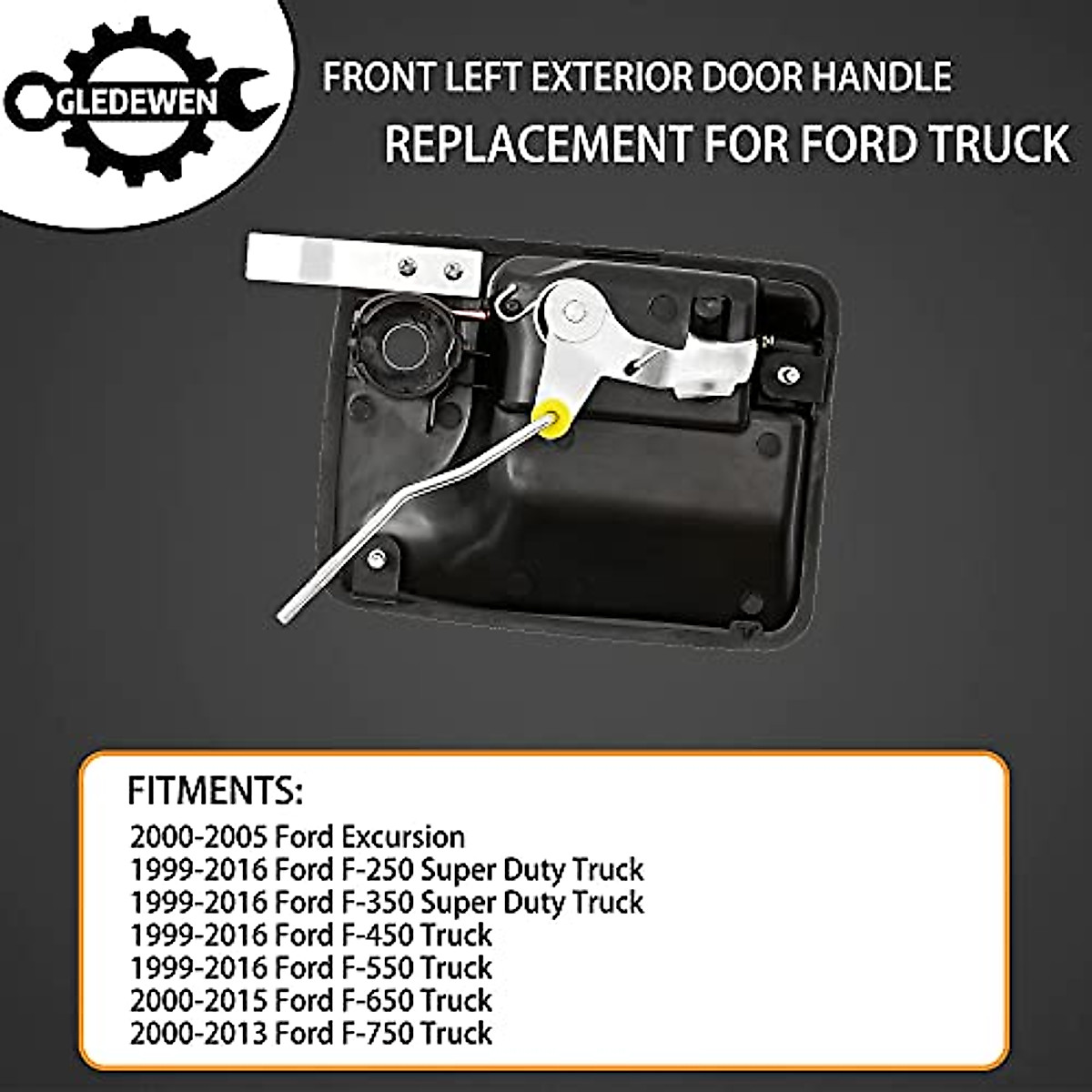 Exterior Door Handle, Compatible with 1999-2016 Ford F-250 F-350 F-450 F-550 Super Duty | 2000-2005 Ford Excursion & More, Front Outside Left Driver Side with Key Hole | Replace# 7C3Z-2522405-AA 79306