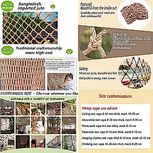 KACQIHTU Safety Hemp Rope Net Kids Climbing Safety Net Children Safety Rope Net Balcony Stairs Fence Garden Playground Protection Net Indoor & Outdoor Decor Rope Net