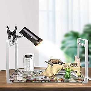 Reptile Heat Lamps, Rotatable Basking Lamp, UVA/UVB Turtle Aquarium Tank Heating Lamps with Clamp for Lizard Turtle Snake Spider Frog Aquarium Aquatic Plants with 3 Heat Bulbs & 1 TM (E27,110V)