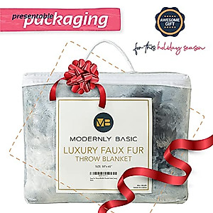 Faux Fur Throw Blanket for Bed, Sofa and Couch - Luxury Double Sided Soft Blanket - Fuzzy Blankets & Throws Warm Blanket - Cozy Blanket – 50 x 65 Inches